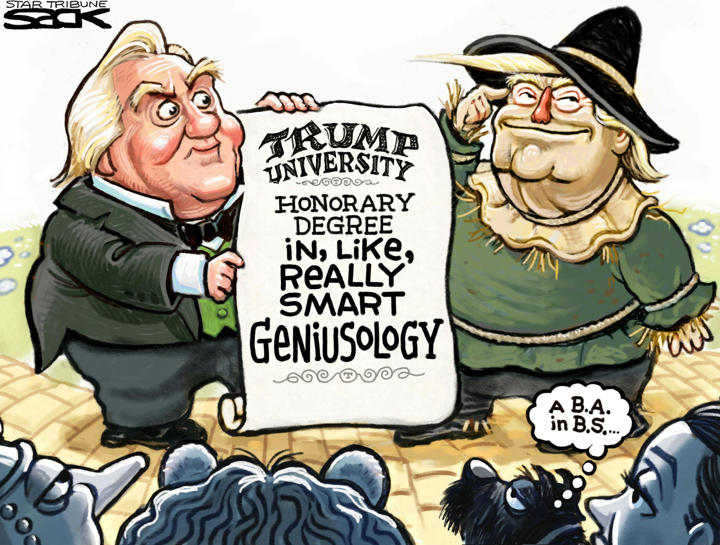 Sack cartoon: 'Stable genius'