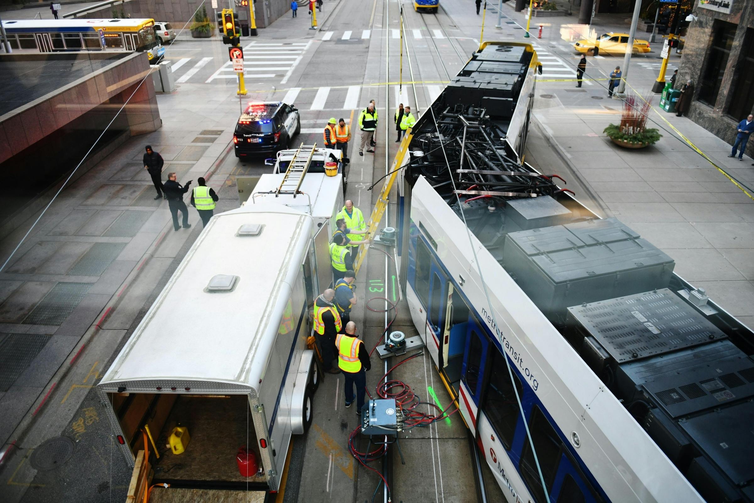 Photos: Light-rail cars derail in Minneapolis