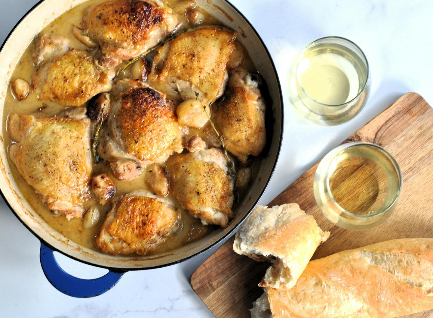 Classic French chicken dish embraces garlic — 40 cloves of it