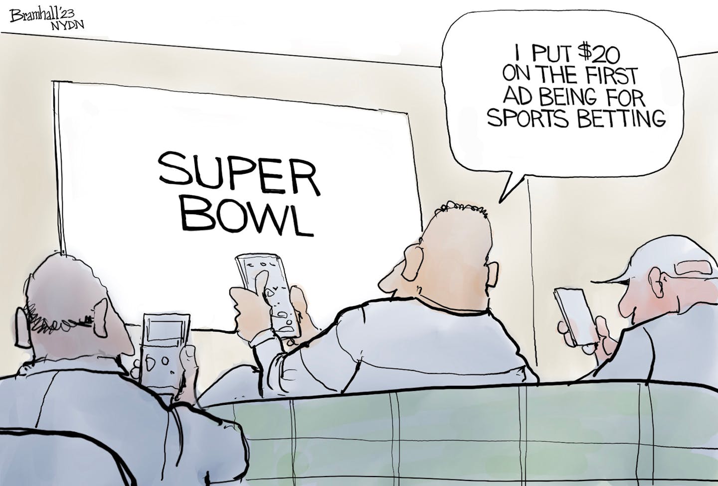 Editorial cartoon: Betting on Super Bowl ads
