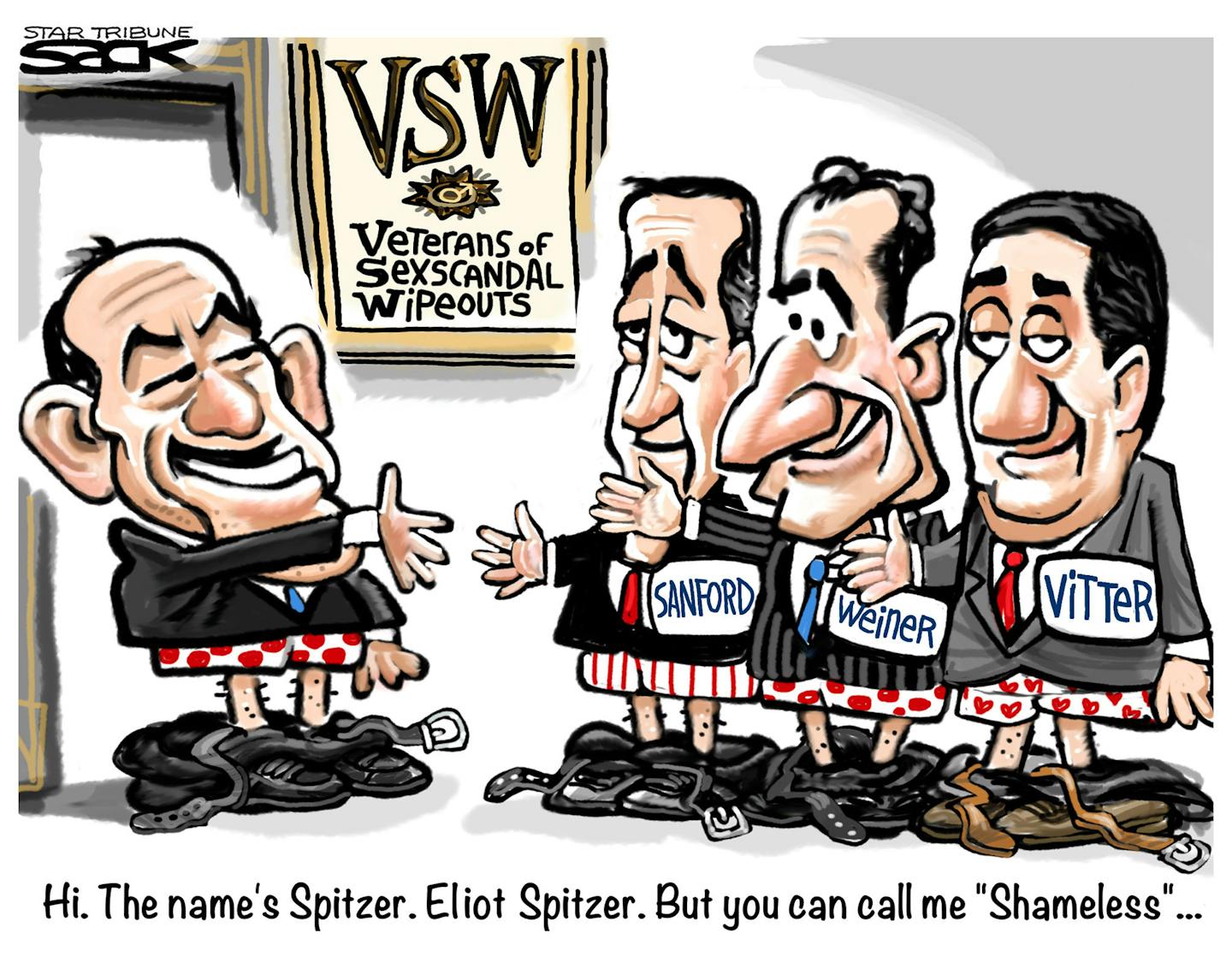Steve Sack cartoon: Eliot Spitzer's return