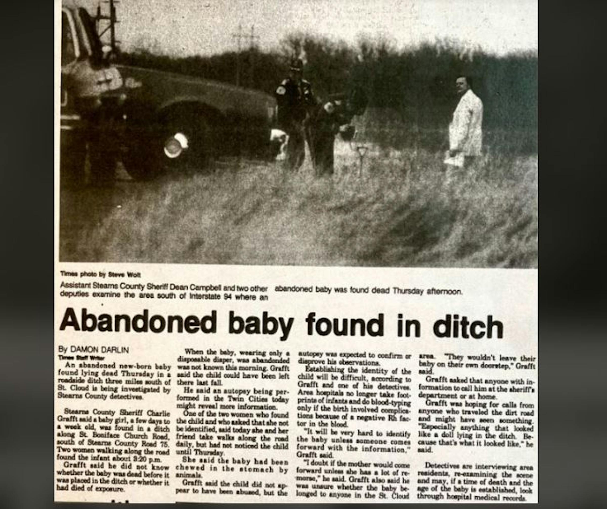 Investigators identify parents of newborn Jane Doe left in ditch in 1980 near St. Cloud