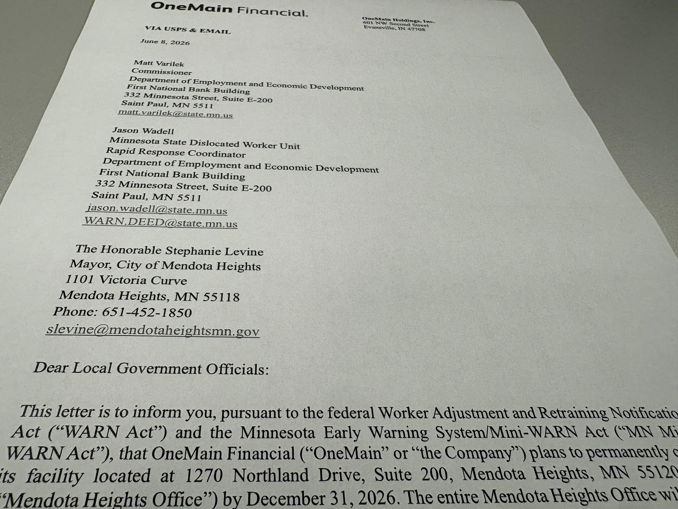 Lender OneMain Financial to close Mendota Heights office