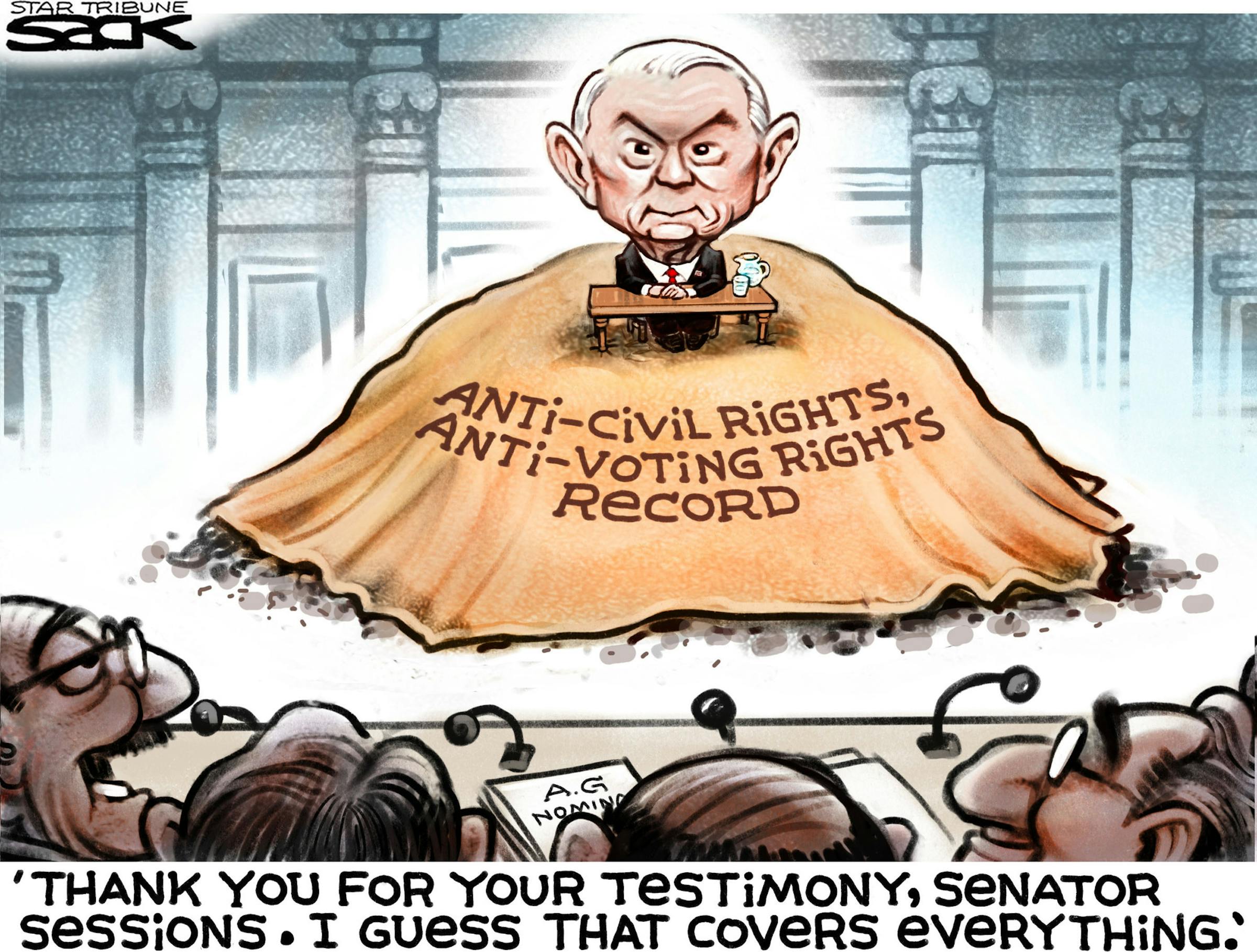 Sack cartoon: Jeff Sessions