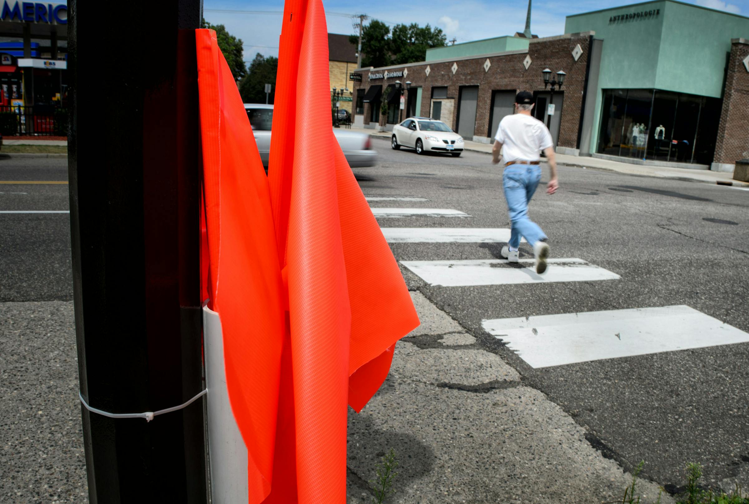 Crosswalk flags appear as part of Pedestrian Safety week in St. Paul