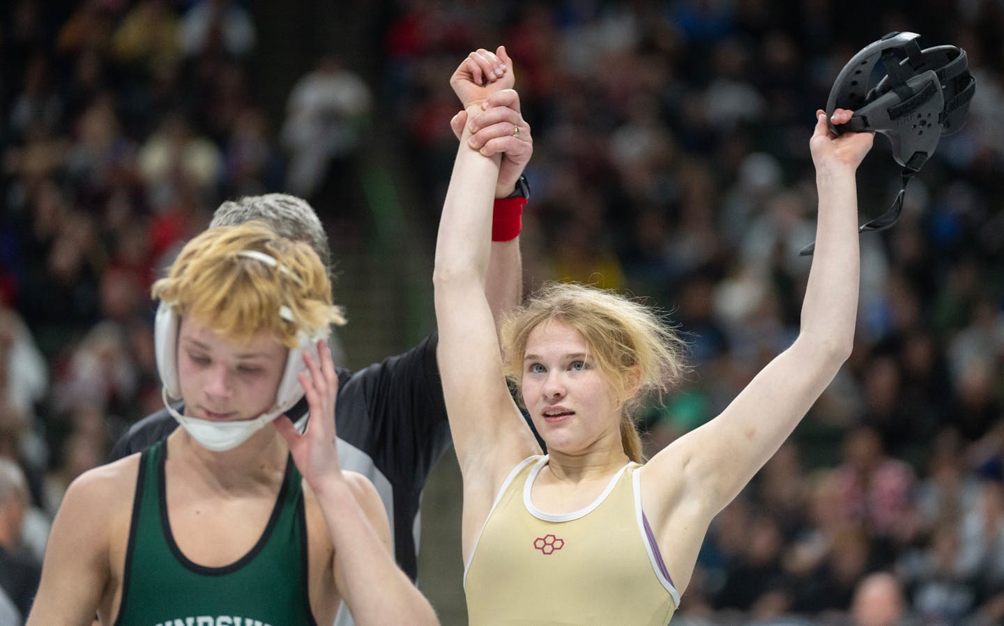 Northfield wrestler Caley Graber becomes first girl to win a match in boys bracket at state ...