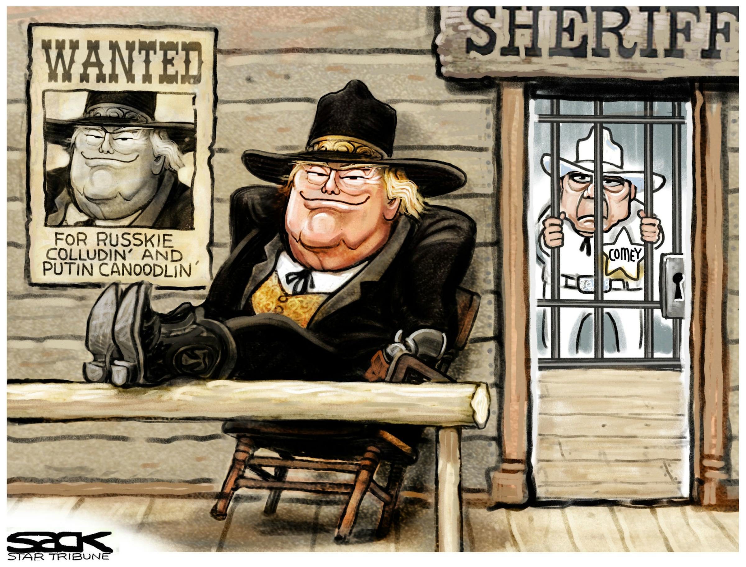 Sack cartoon: Trump-Comey