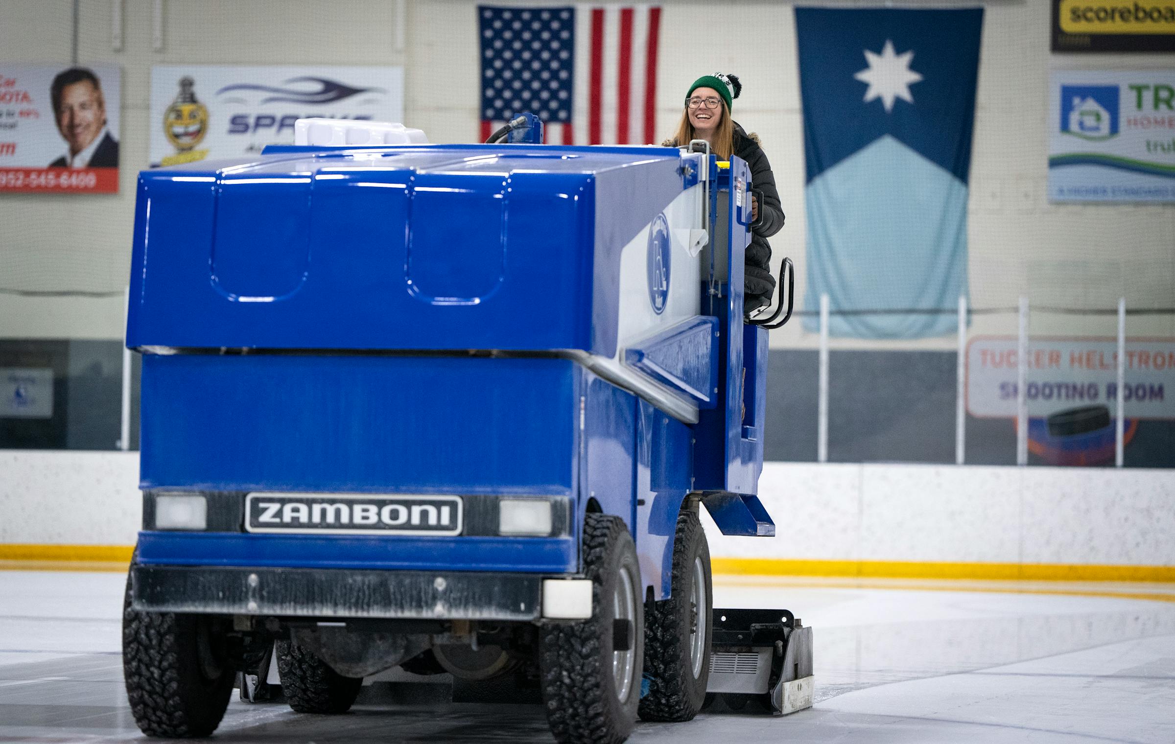 A Learn to Drive the Zamboni lesson at Hopkins Pavilion proves a ...