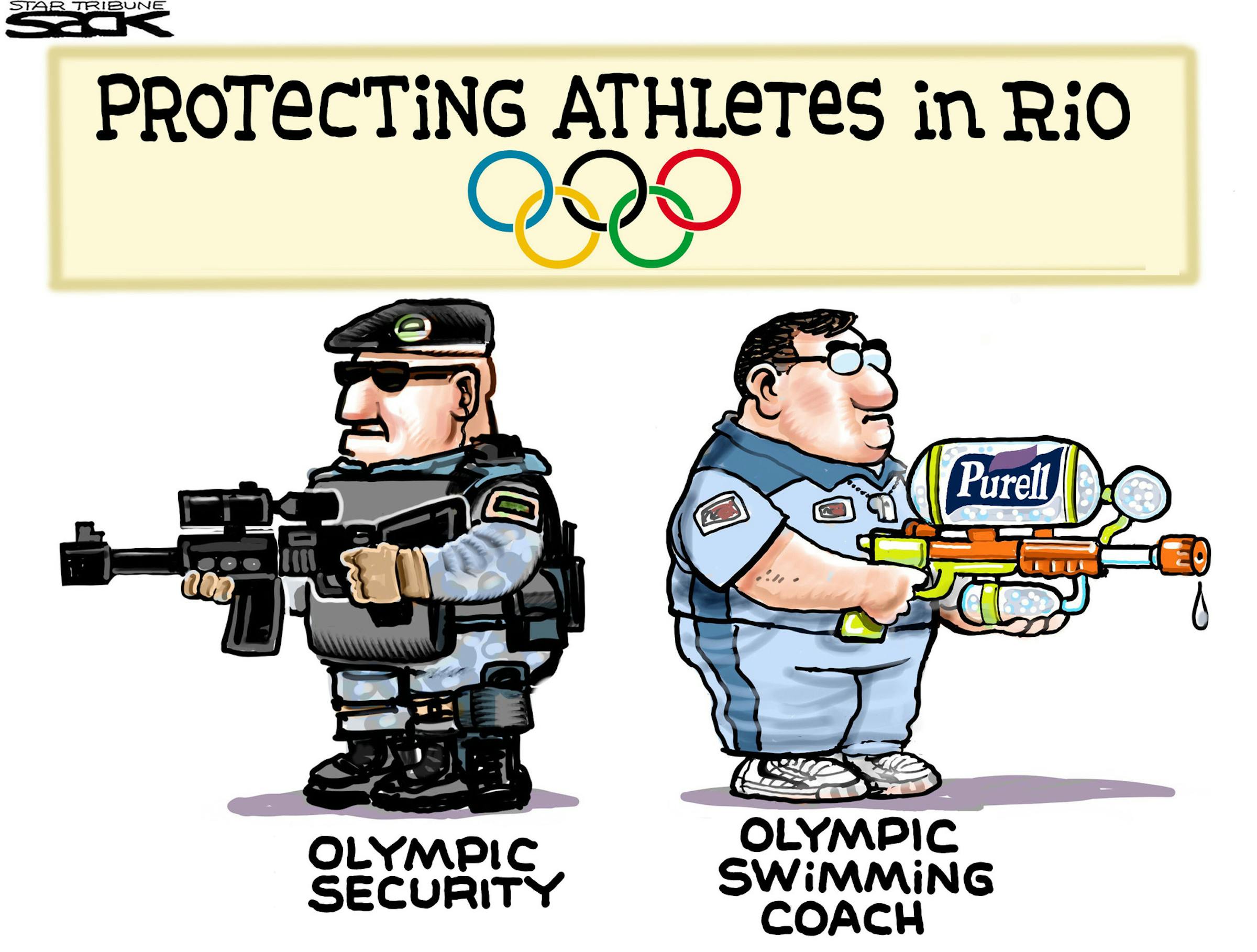 Sack cartoon: On guard in Rio