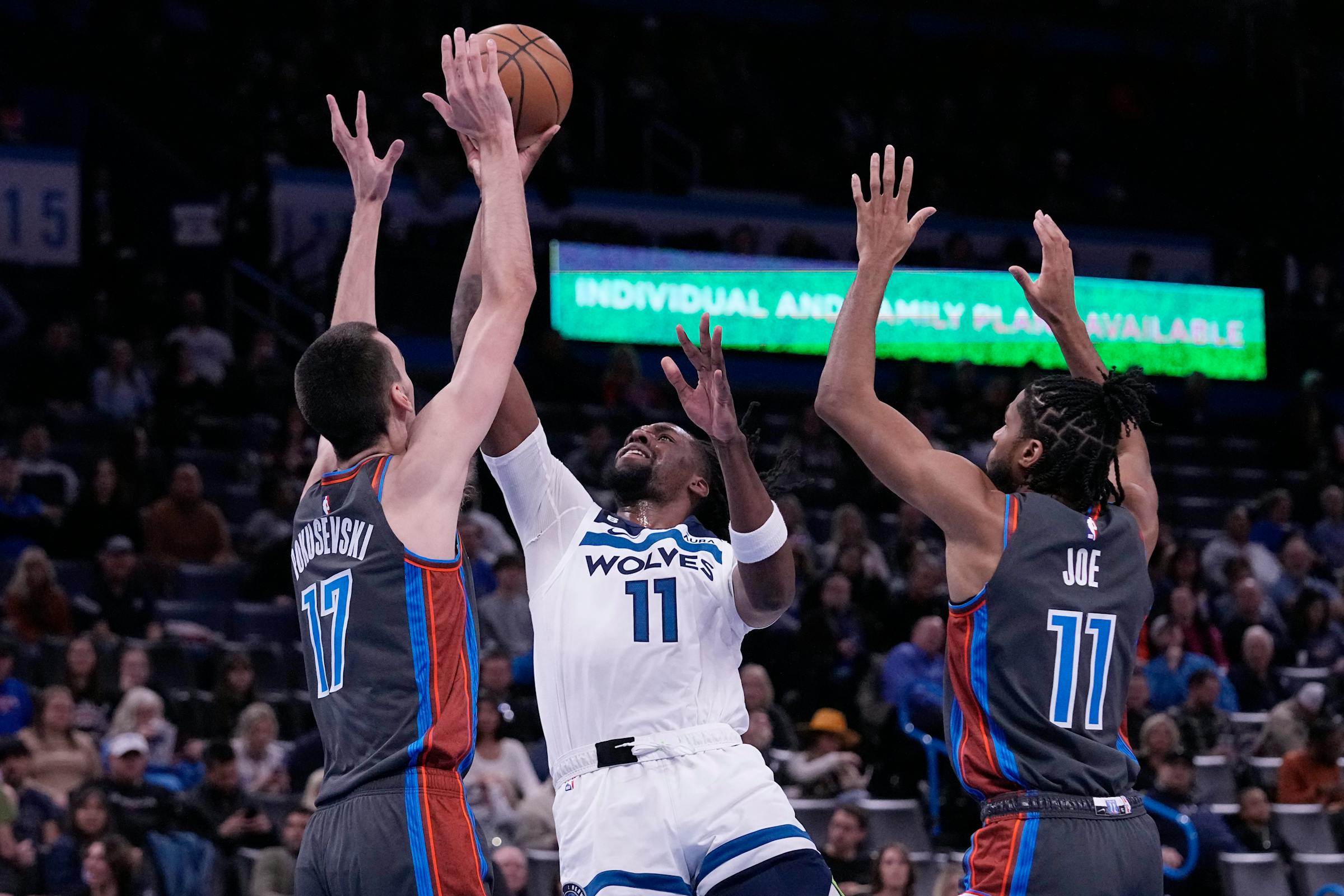 Shorthanded Timberwolves find a way to top Thunder, halt skid
