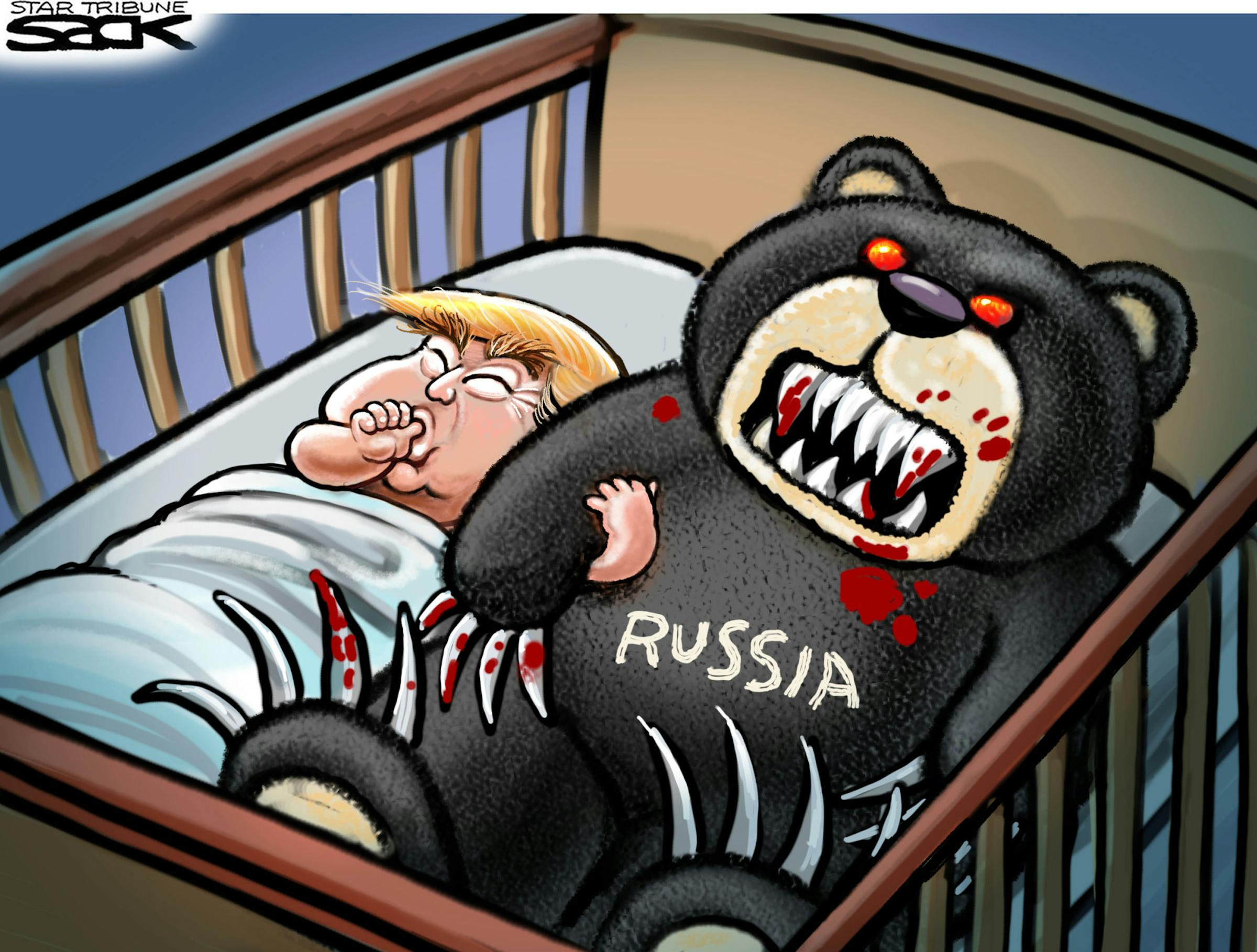 Sack cartoon: The Russian teddy bear