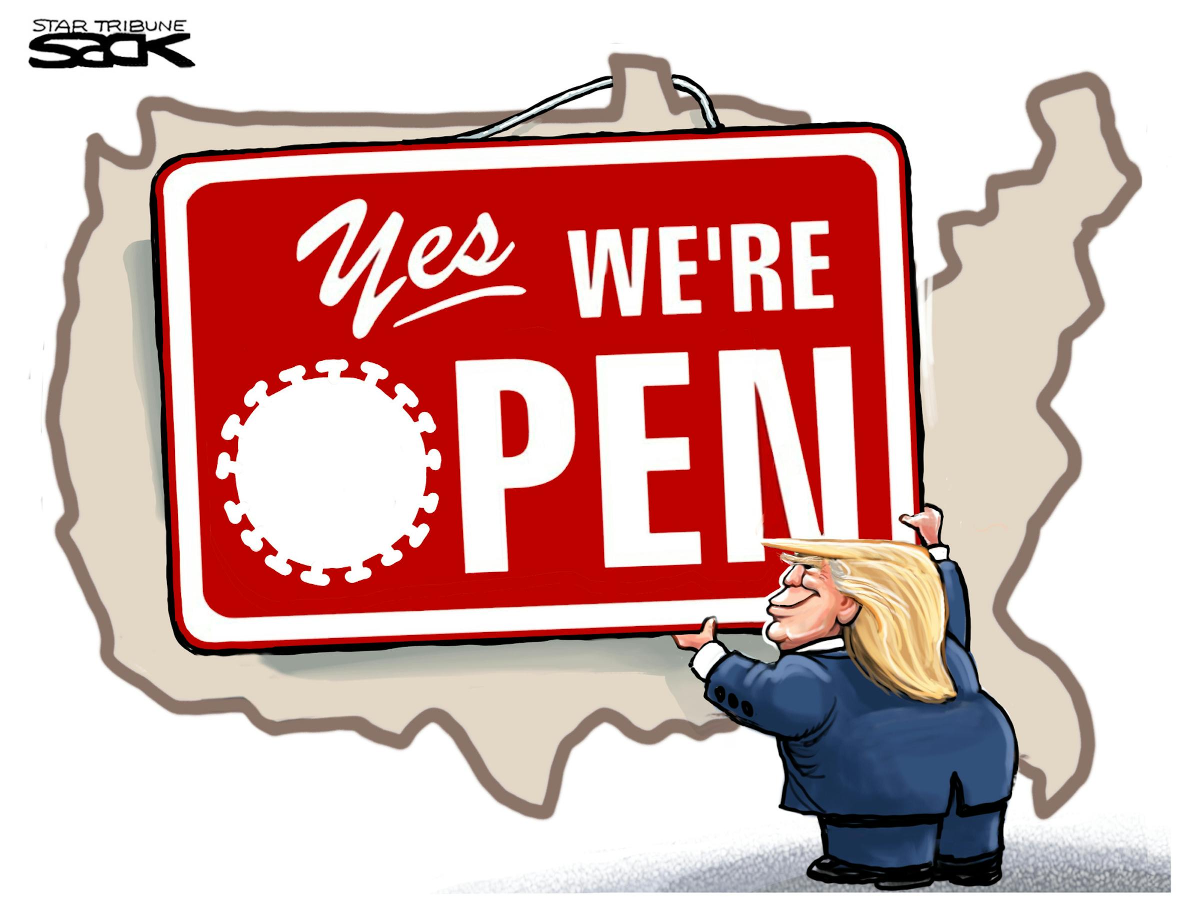Sack cartoon: Open by Easter?