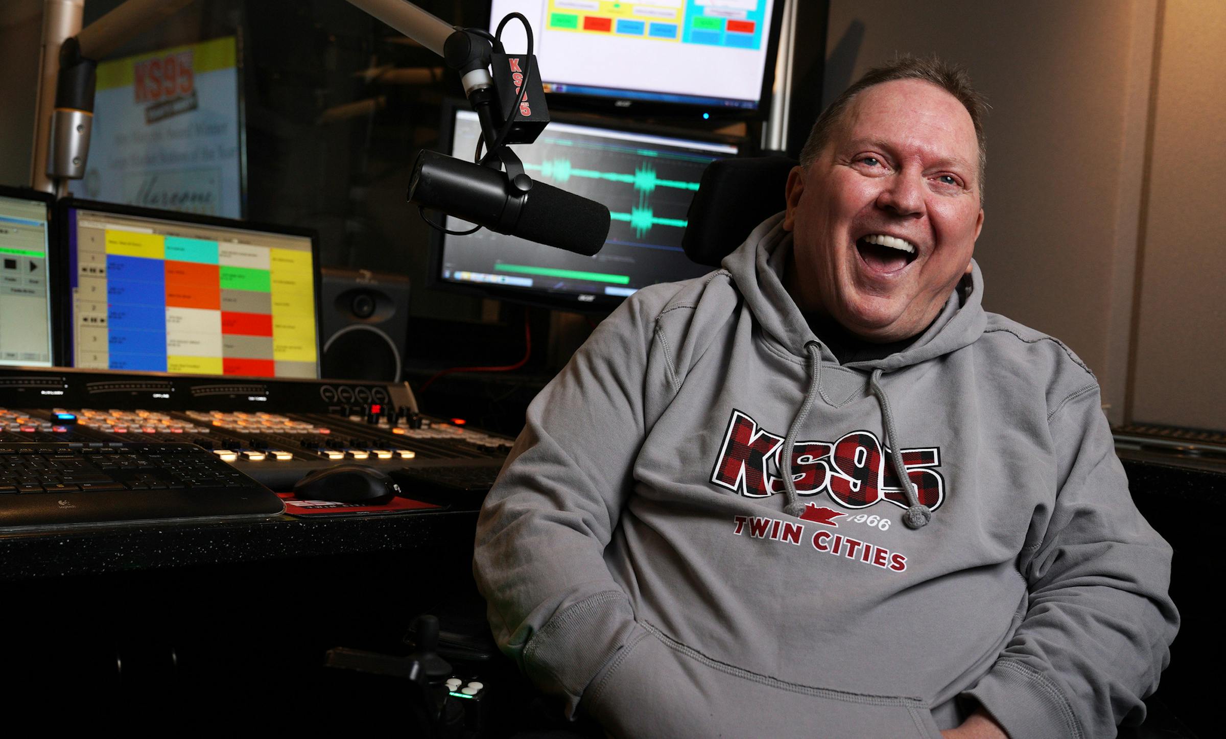 KS95's Larry 'Moon' Thompson prepares for his final radio broadcast
