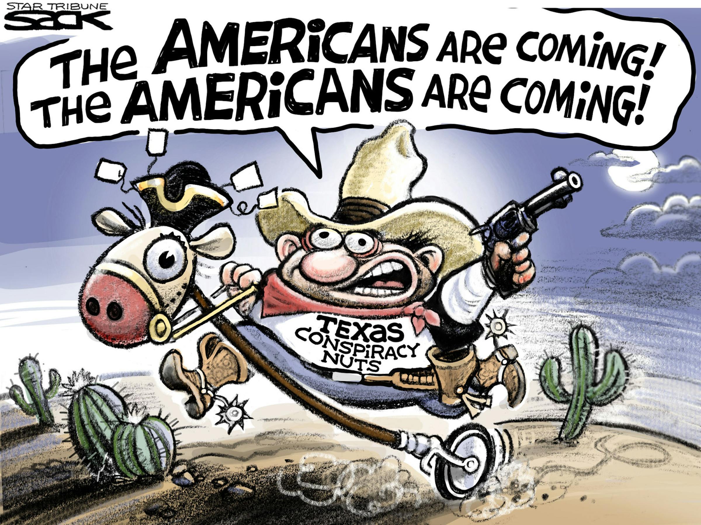 Sack cartoon: 'Jade Helm' military exercise in Texas