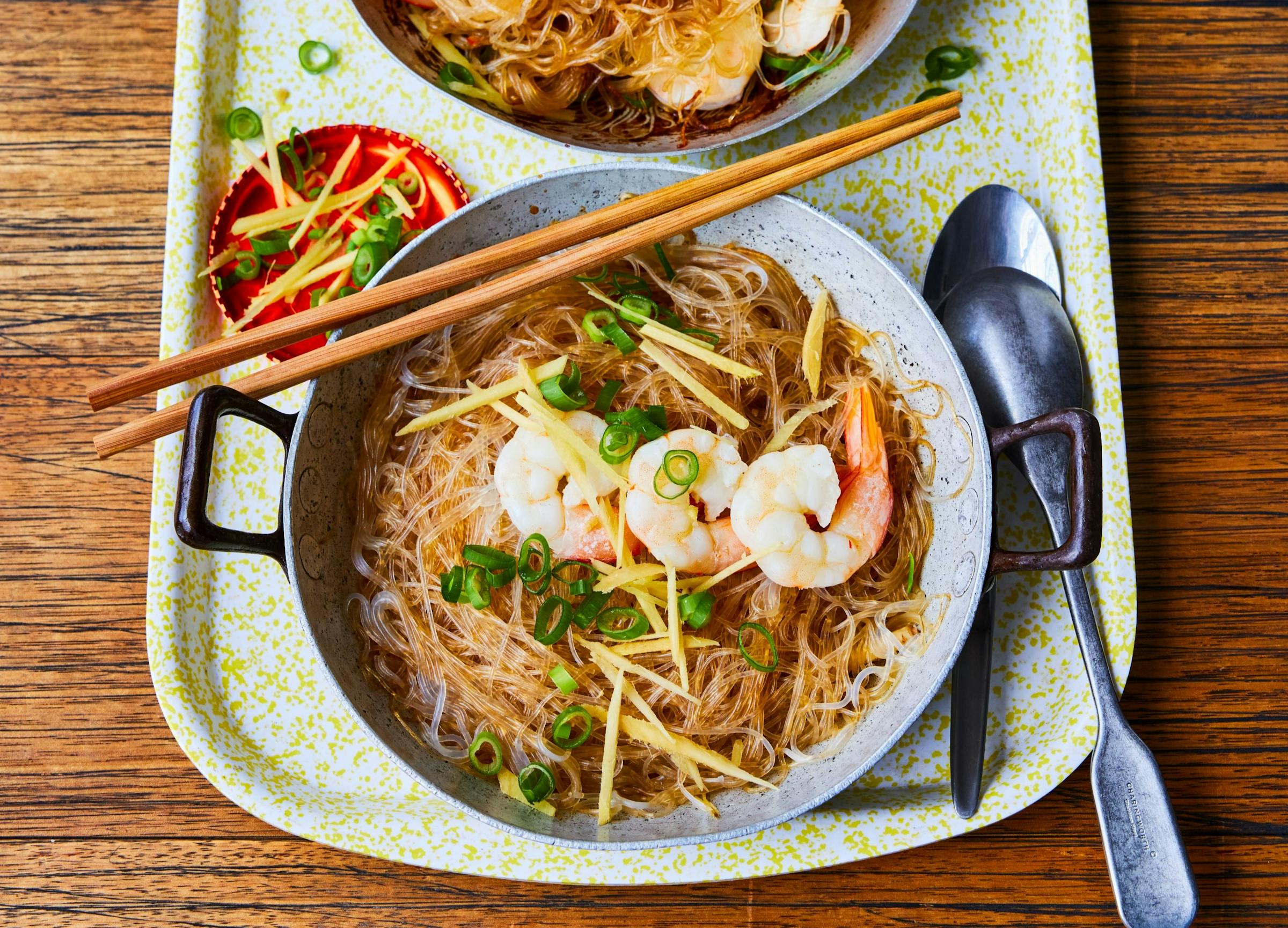 Thai shrimp dish is flavored with herbs and spices