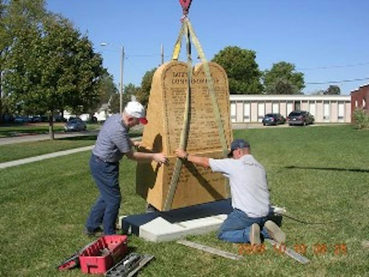 Ten Commandments monuments erected at area Catholic churches