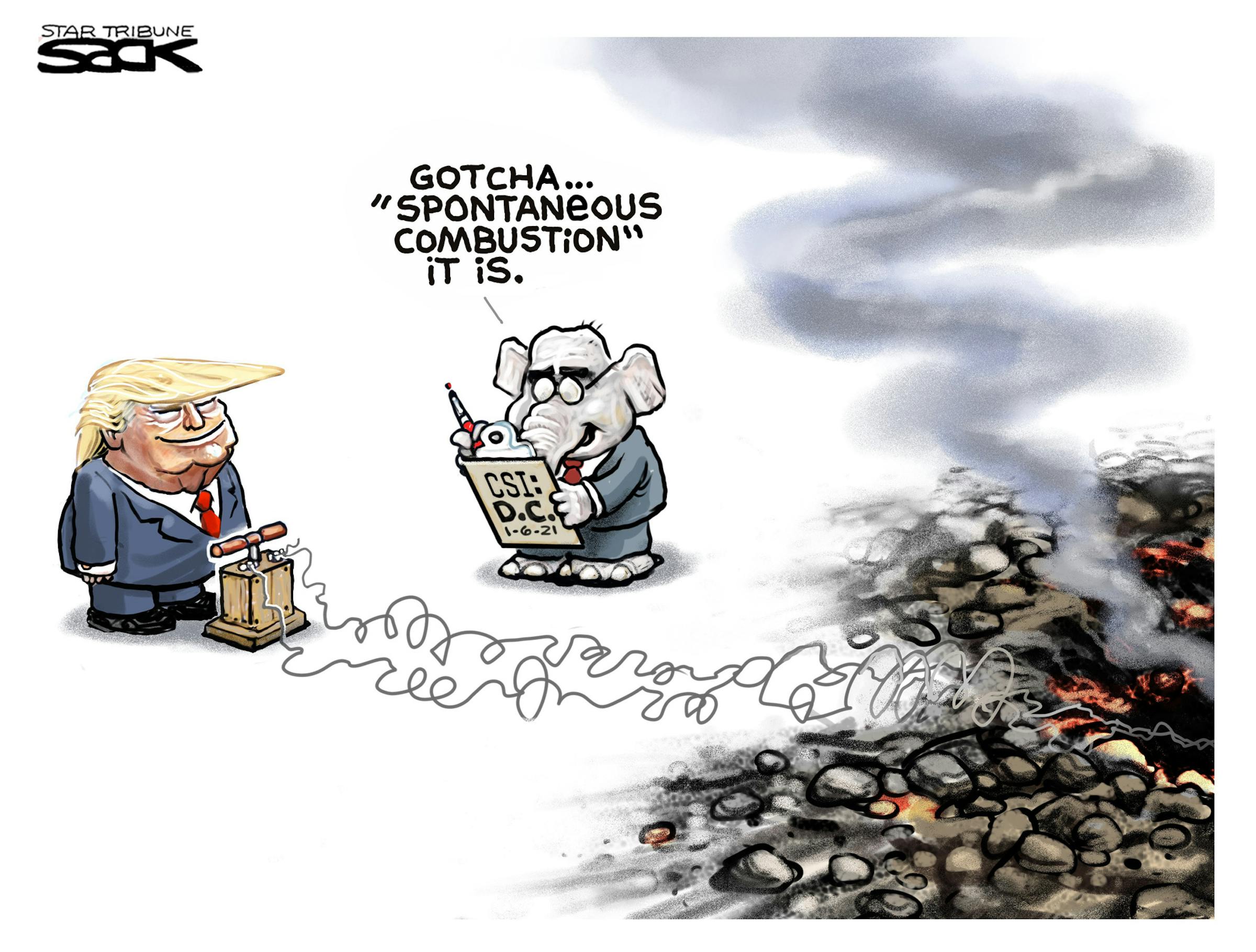 Sack cartoon: Spontaneous combustion