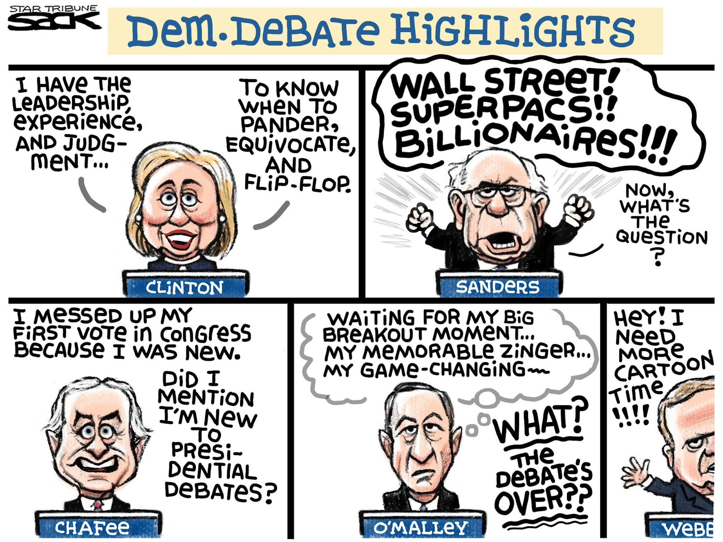 Sack cartoon: Democratic debate