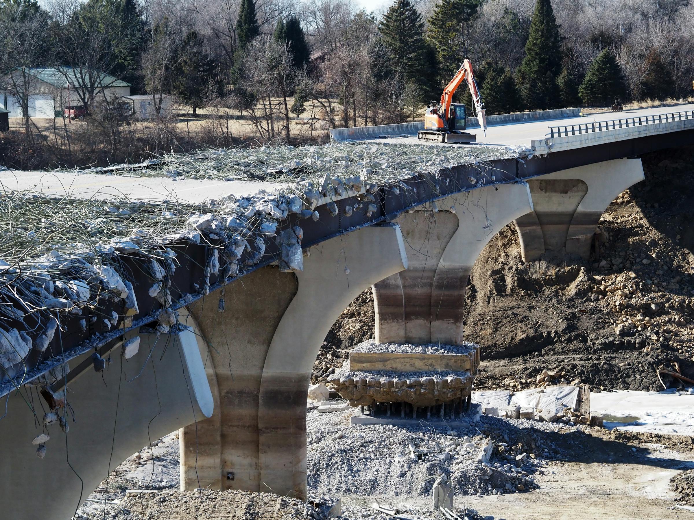 County Road 9 Bridge in Blue Earth County demolished with explosives