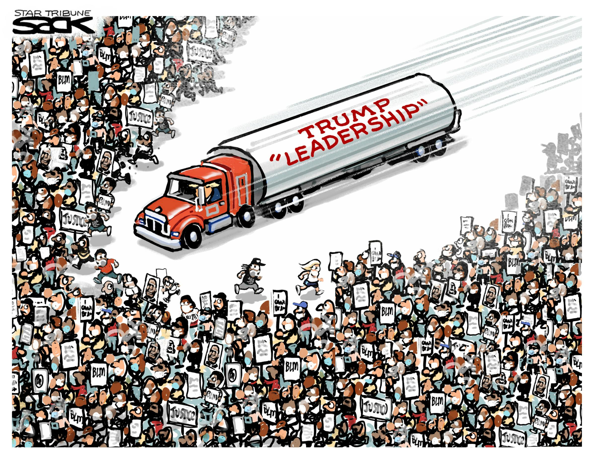 Sack cartoon: Trump 'leadership'