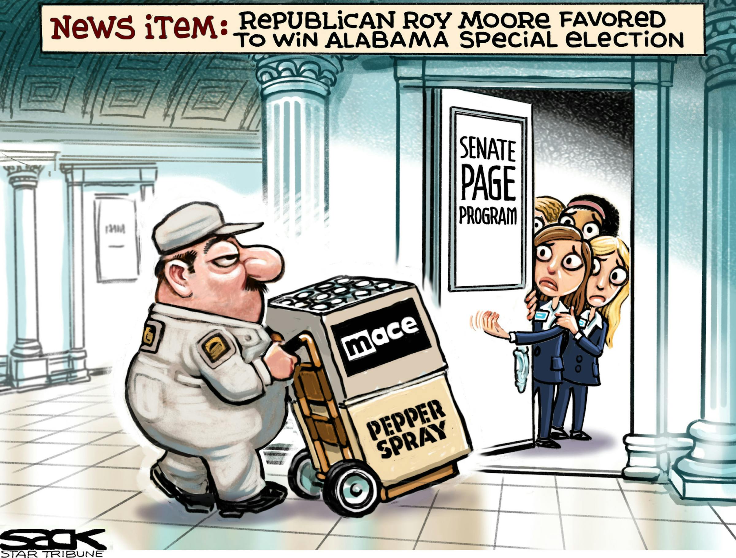 Sack cartoon: Getting ready for Roy Moore