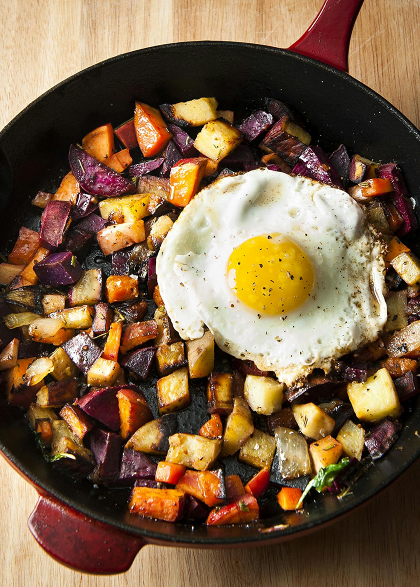 Make hash from roasted vegetable leftovers