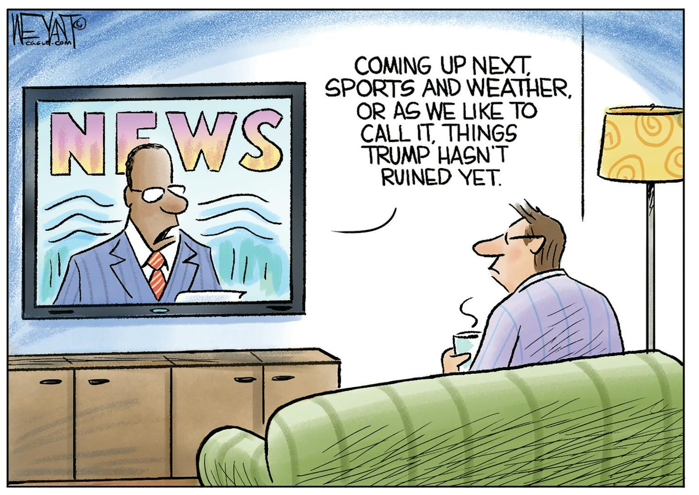 Editorial cartoon: Trump on the news