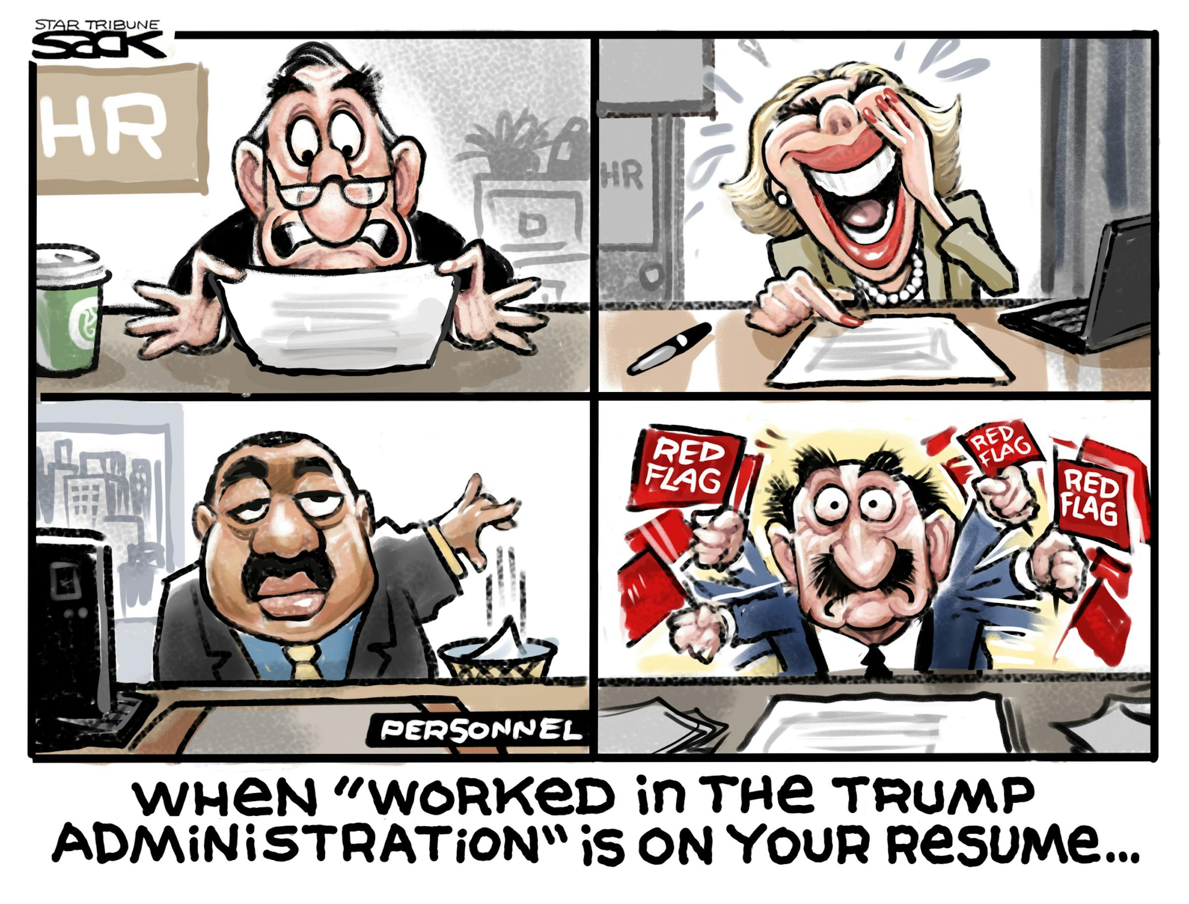 Sack cartoon: Past experience includes ...