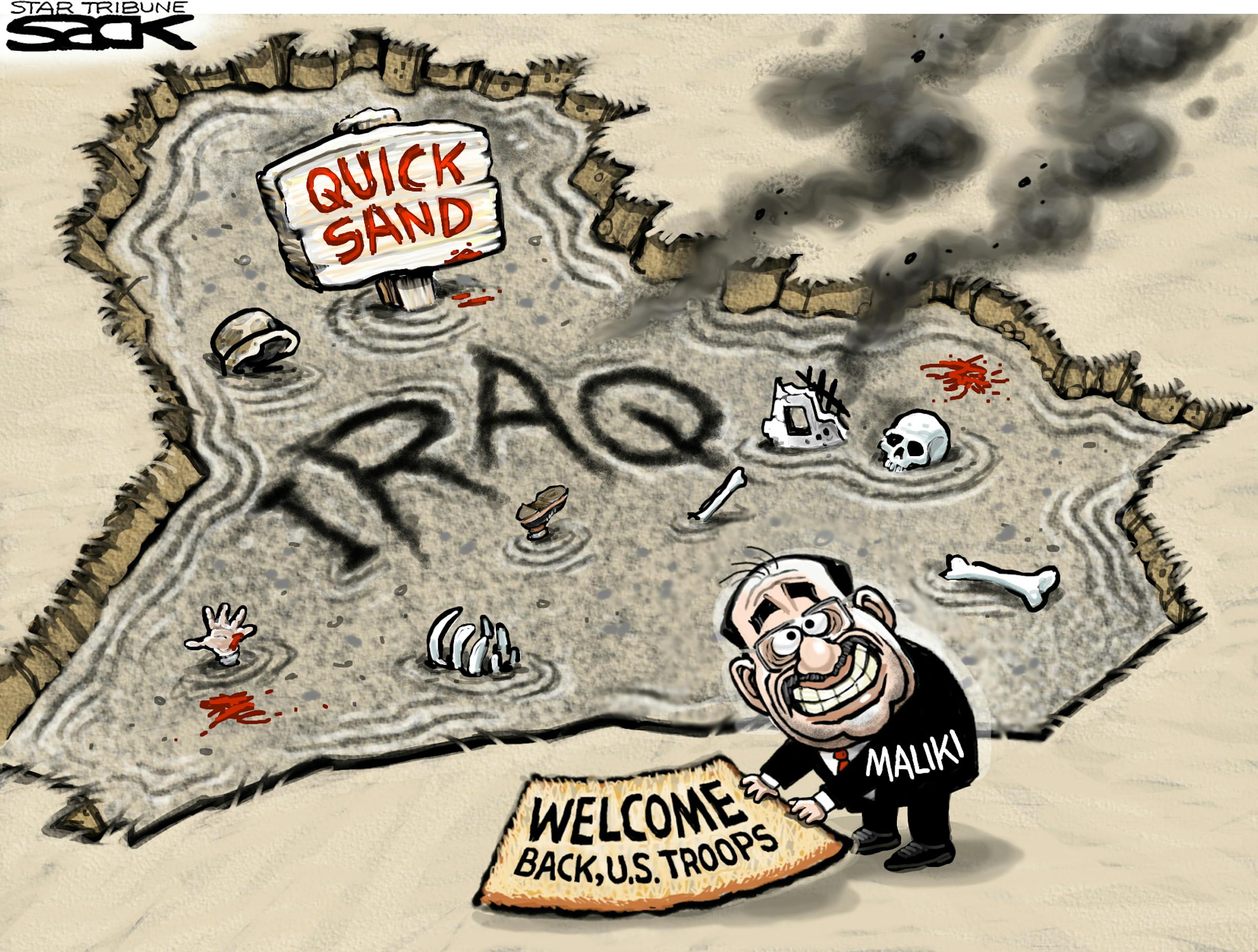 Sack cartoon: Iraq
