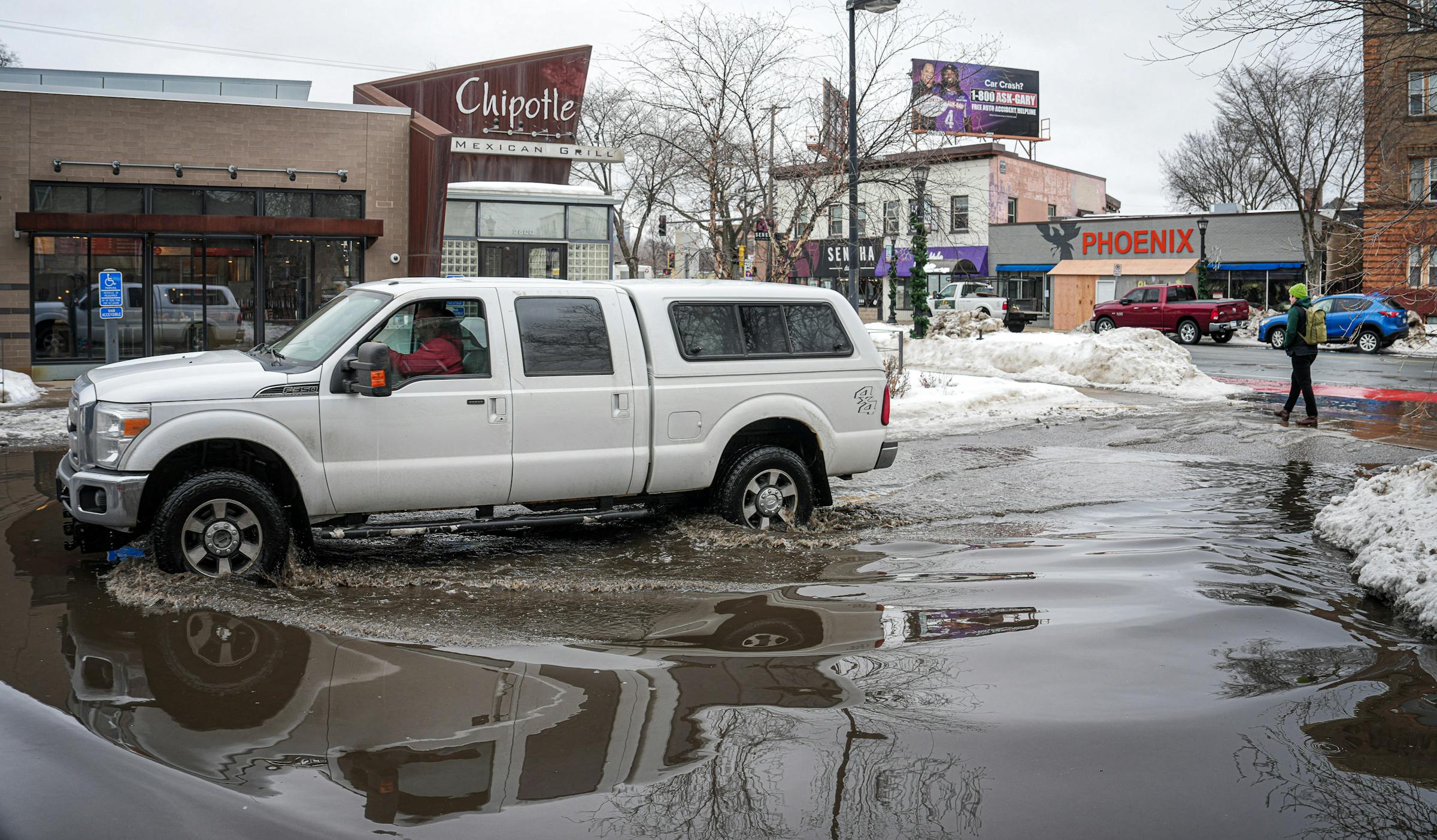 'Lake Chipotle' floods south Minneapolis parking lot early this year