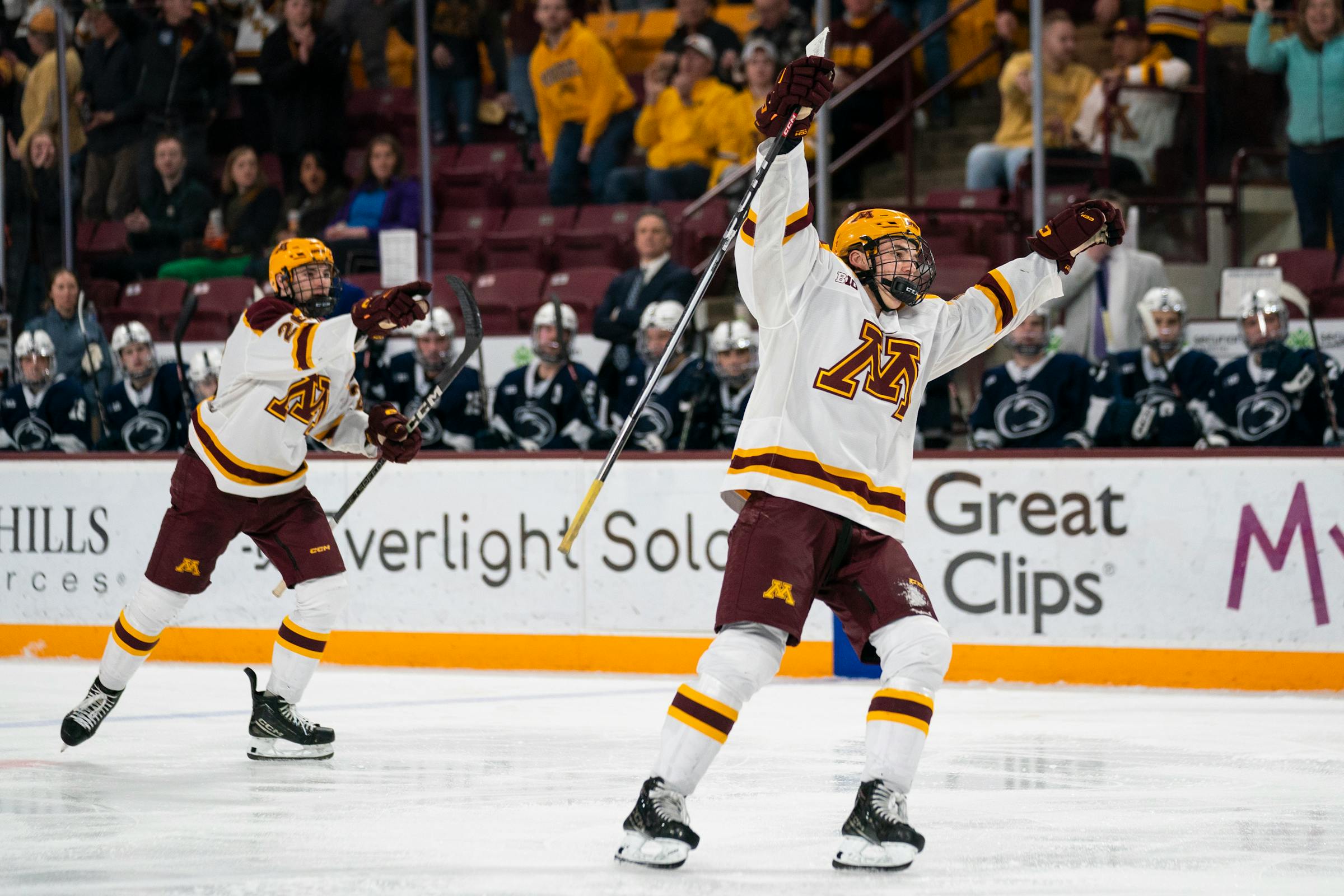 Gophers men’s hockey finds right combination to beat Penn State in Big ...
